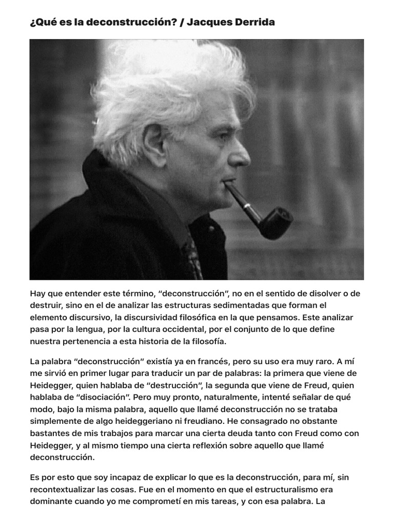 Derrida Deconstruccion | PDF | Deconstruccion | Pensamiento