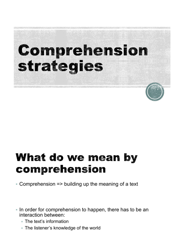 Comprehension Strategies | PDF | Reading Comprehension | Knowledge