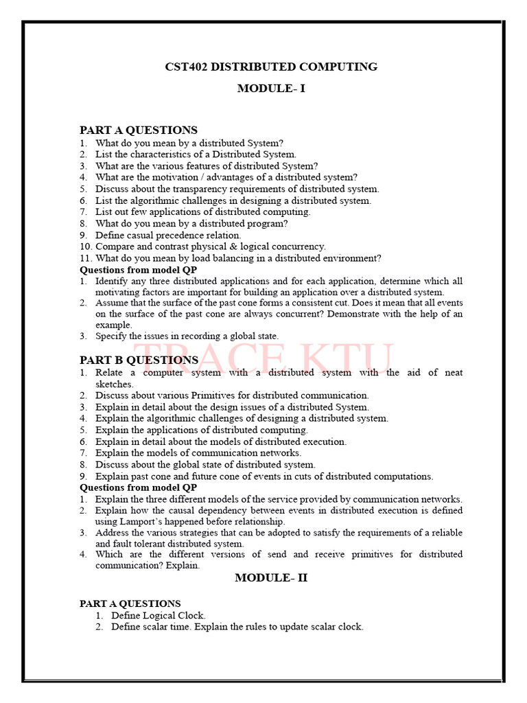 Question Bank-All Modules | PDF | Distributed Computing | File System