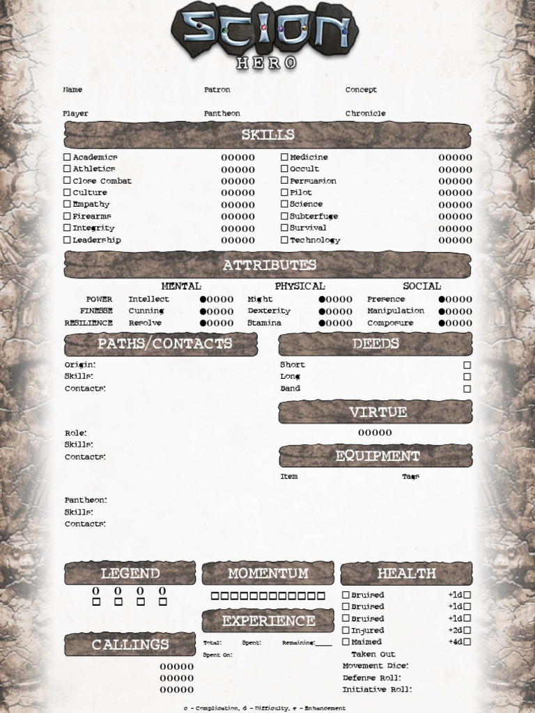 Scion Sheet | PDF