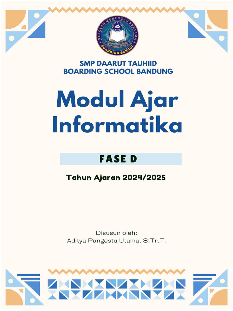 LK3 - Aditya Pangestu Utama - Modul Ajar - (Informatika, Fase D) - SMPDTBS PUTRA (Repaired) | PDF