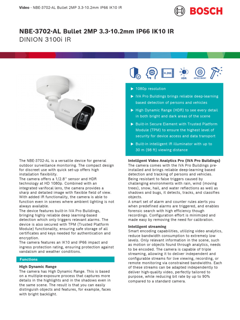 NBE 3702 AL Data Sheet enUS 120604874123 | PDF | Public Key Certificate | Camera