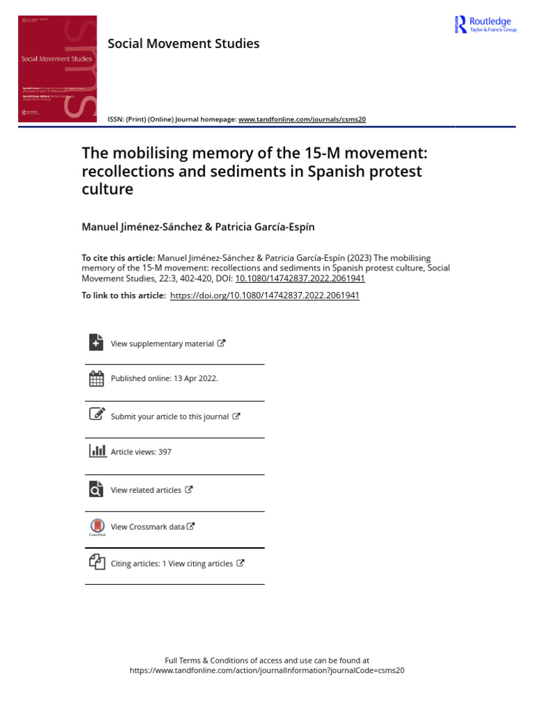 00-The Mobilising Memory of The 15-M Movement - Recollections and ...