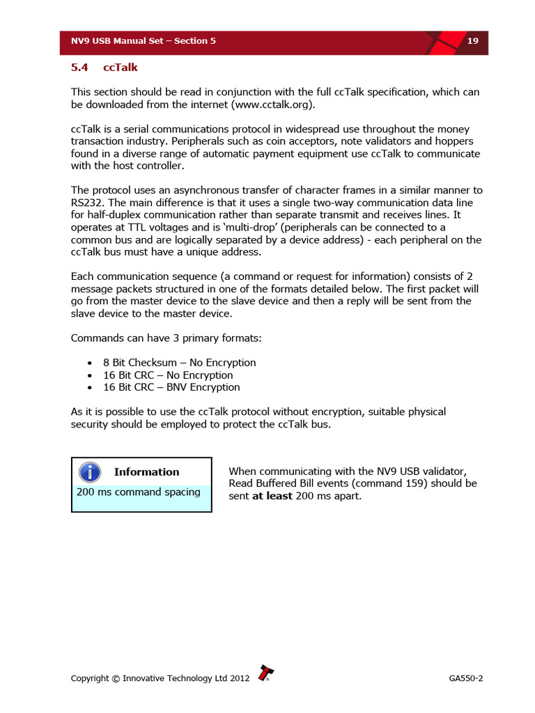 5.4 Cctalk: Nv9 Usb Manual Set - Section 5 19 | PDF | Electronics ...