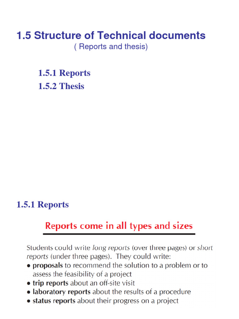 Structure of A Technical Report | PDF | Thesis | Abstract (Summary)