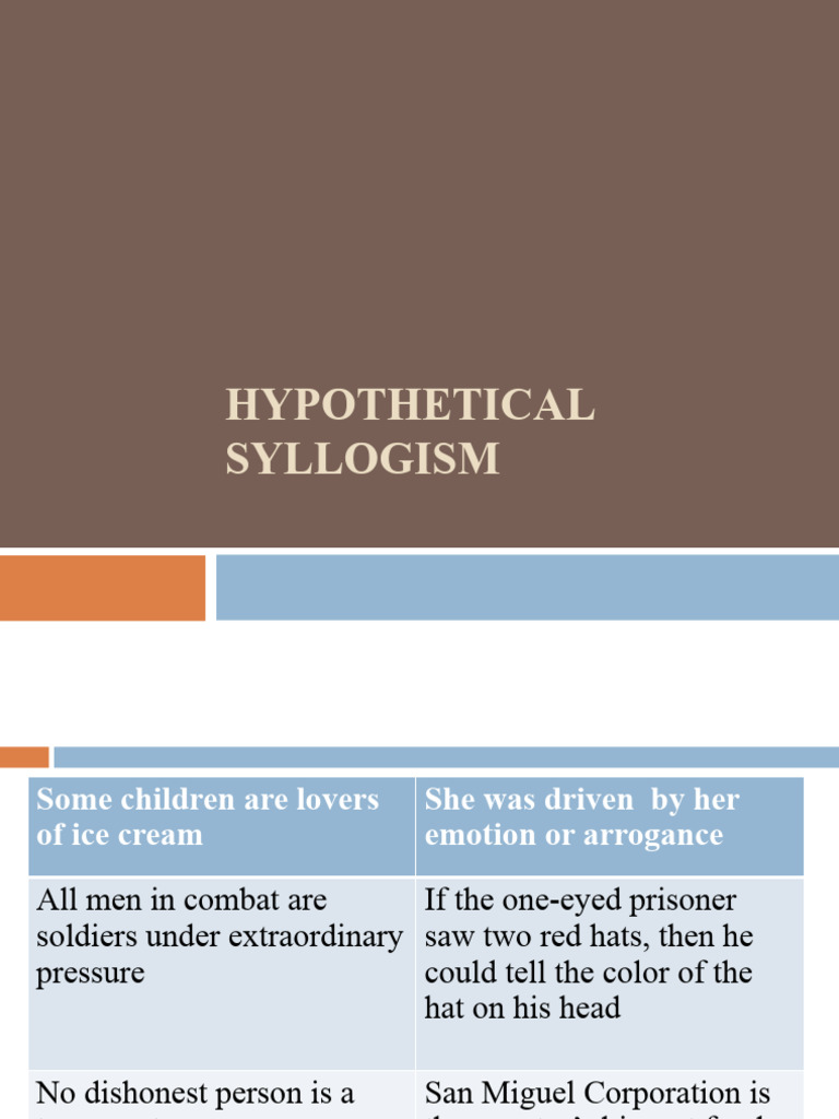 Hypothetical Syllogism | PDF | Deductive Reasoning | Mathematical Logic