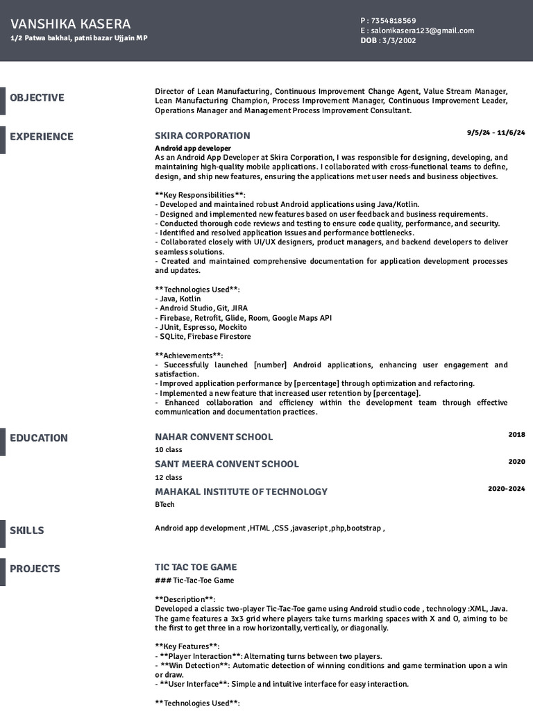 Vanshika Resume | PDF | Computing | Information Technology