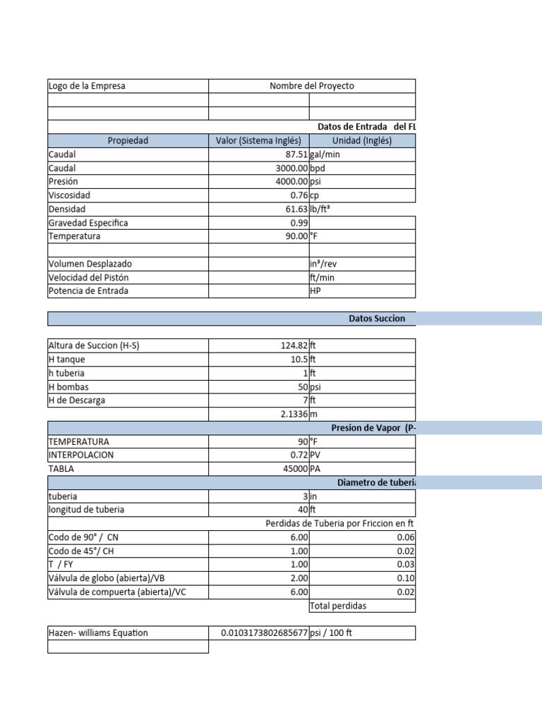 Bomba Reciprocante Template | PDF | Presión | Gases