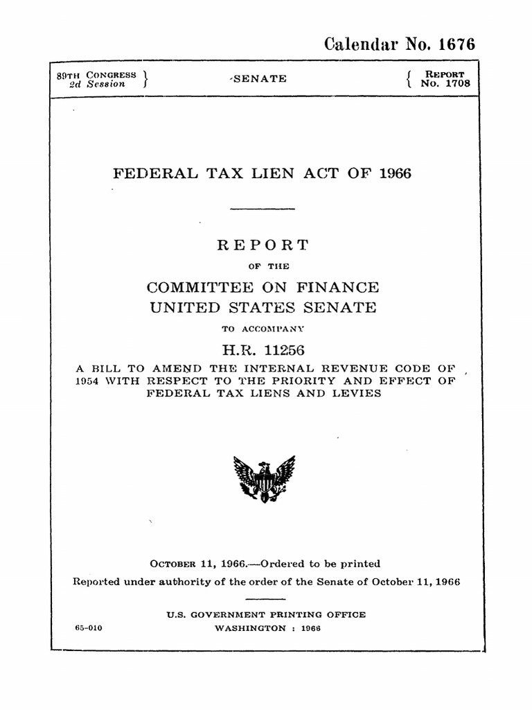 Federal Tax Lien Act | PDF | Tax Lien | Security Interest