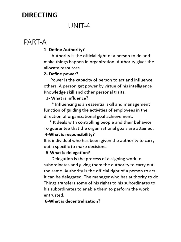 DIRECTING - Principles of Management | PDF | Decentralization | Goal