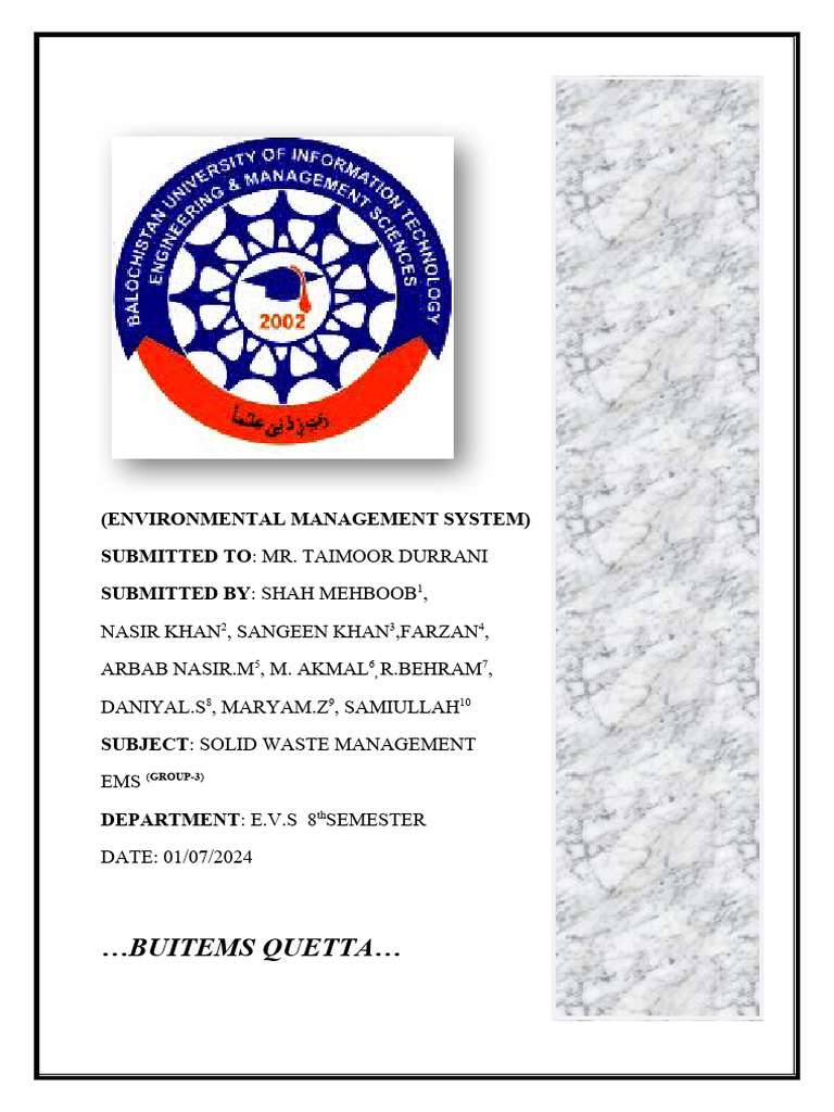 EMS Assignment 3 | PDF | Waste Management | Waste