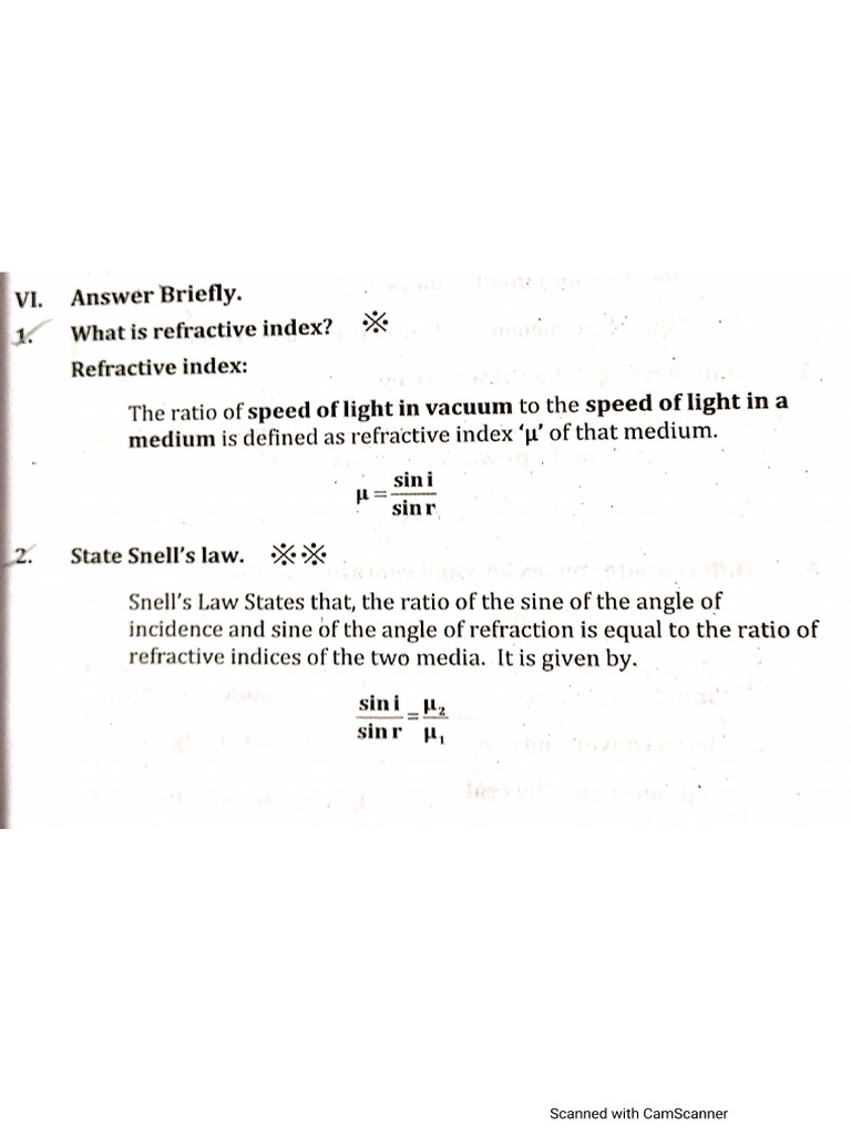 10th Science Unit 2 Optics | PDF