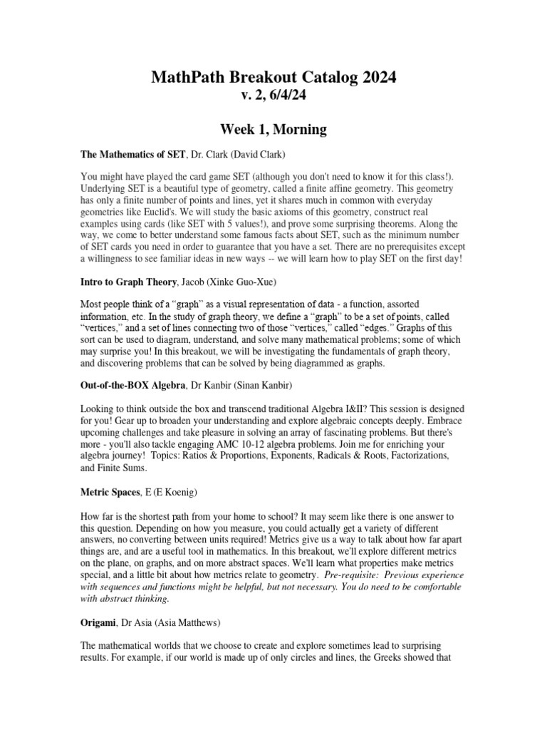 Mathpath Breakoutcatalog2024 Pdf Geometry Mathematics