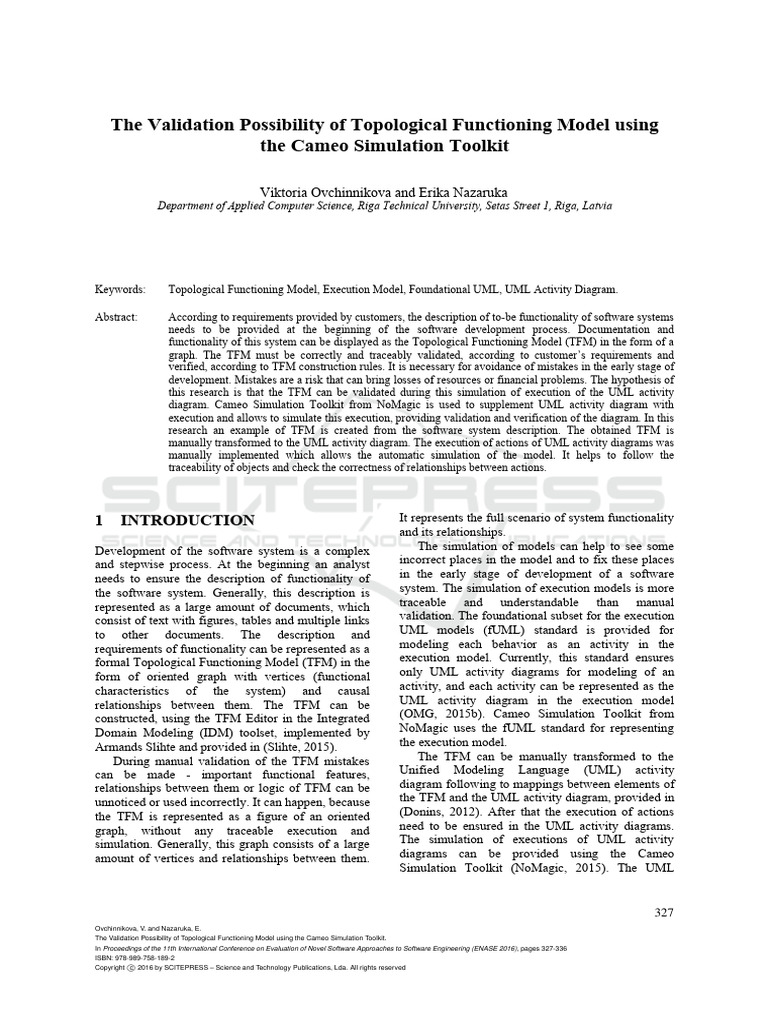 The Validation Possibility of Topological Functioning Model Using | PDF | Unified Modeling ...