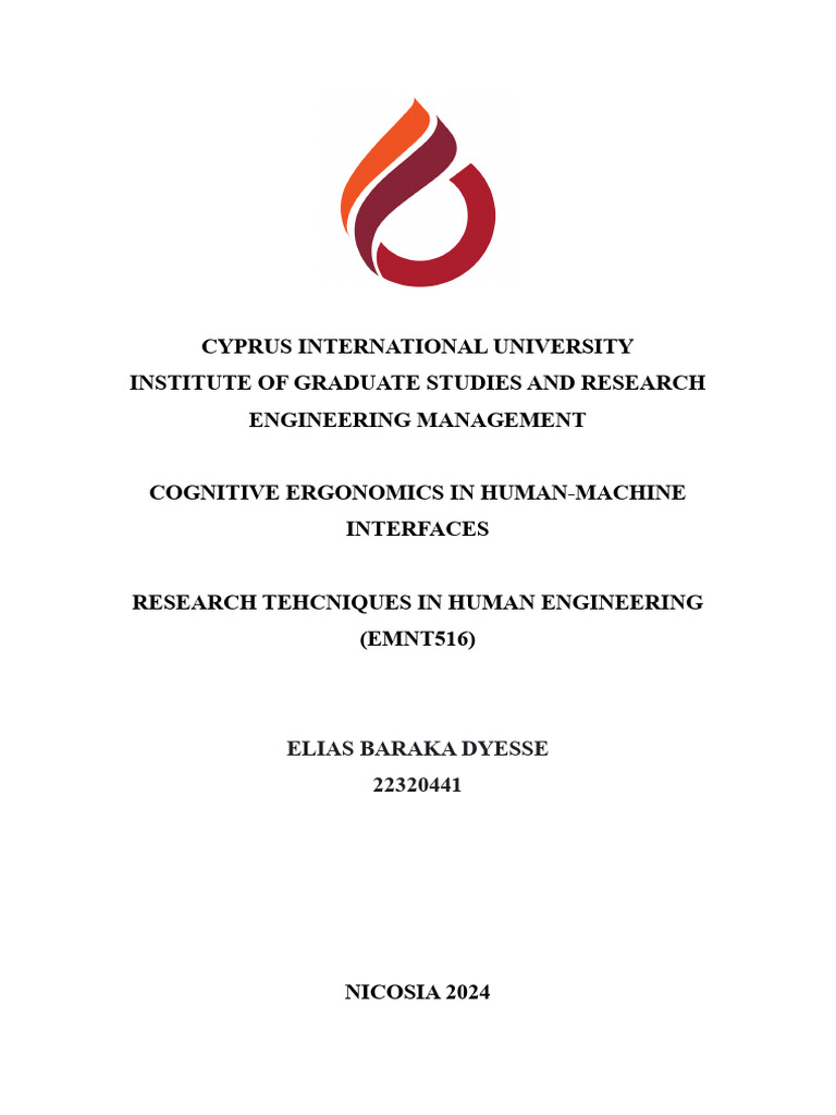 Cognitive Ergonomics in Human-Machine Interfaces | PDF | Usability | Behavioural Sciences