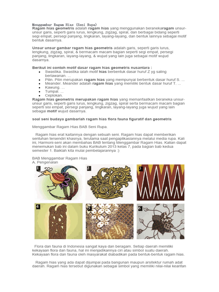 Menggambar Ragam Hias SENI BUDAYA | PDF | Griya & Taman | Seni