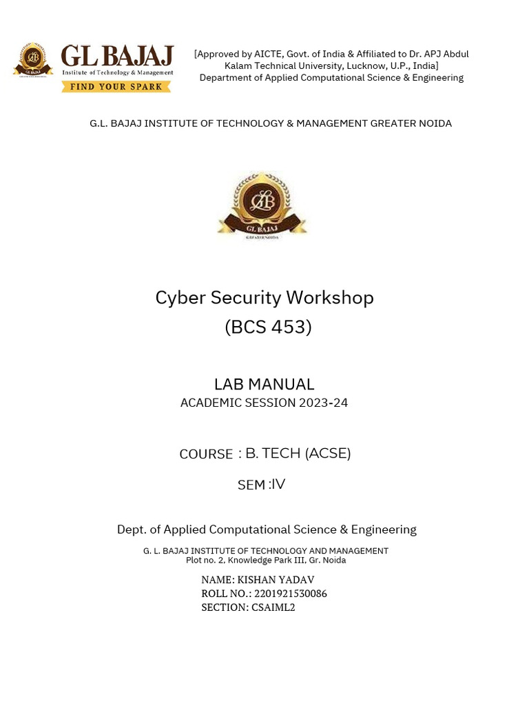 Cyber Security Workshop Lab Manual - Docx.pdf - 20240524 - 103221 - 0000 | PDF | Transmission ...