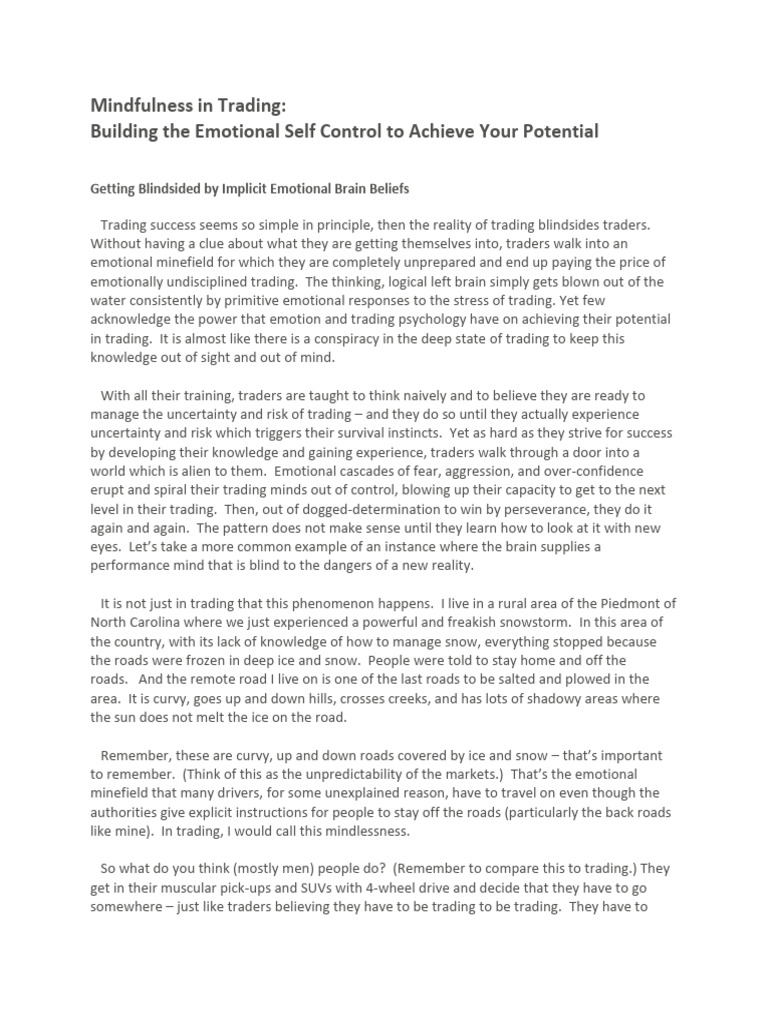 Mindfulness in Trading | PDF | Anxiety | Mind
