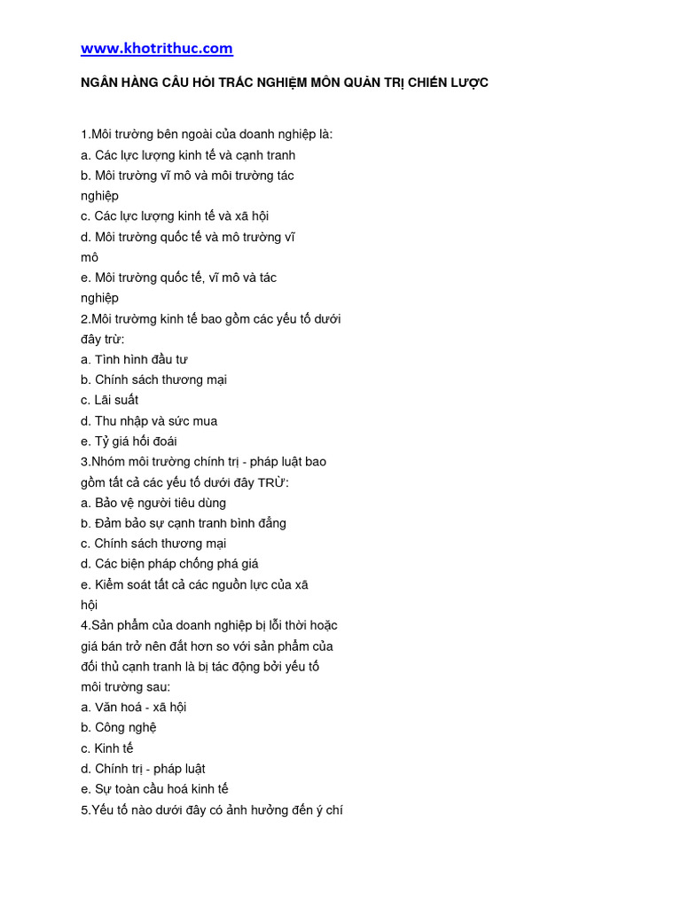 Ngan Hang Cau Hi TRC Nghim Mon Qun T | PDF