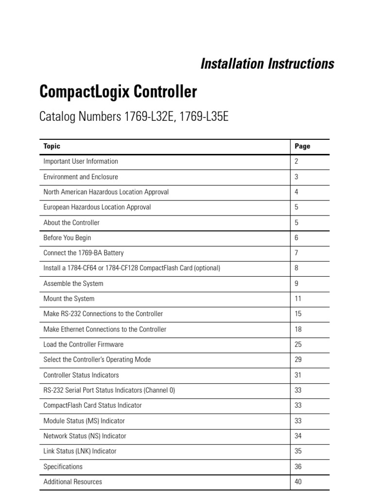 CompactLogix L32E-35E Installation | PDF | Business