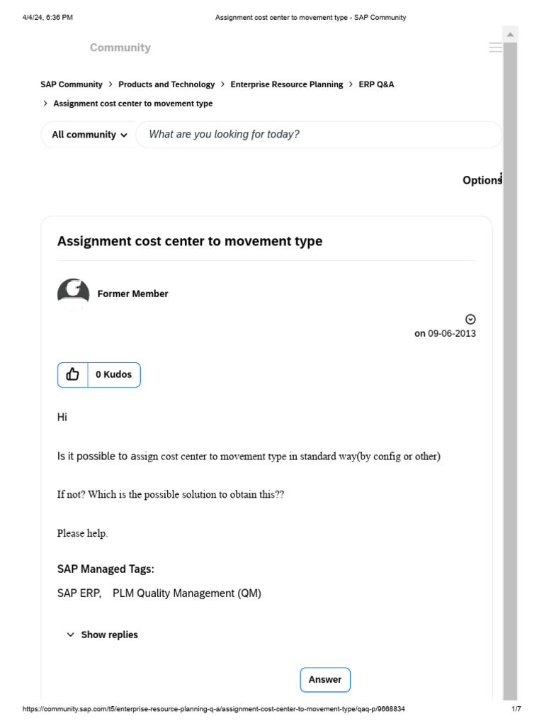 SAP Cost Center & Movement Type Guide | PDF | Enterprise Resource ...