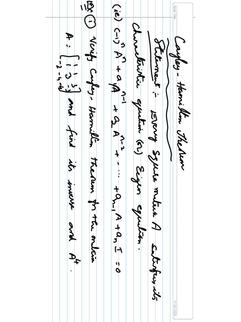 21-Cayley Hamilton Theorem-11-03-2024 | PDF