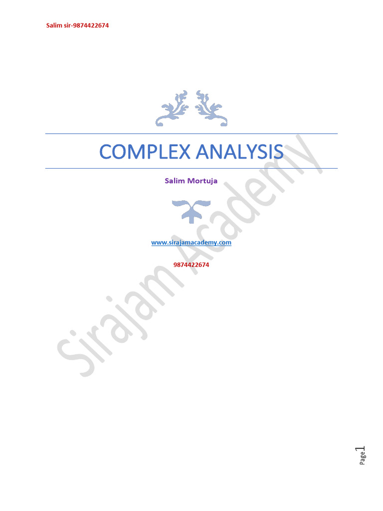 Ch-1 Complex Analysis | Download Free PDF | Complex Number | Field (Mathematics)