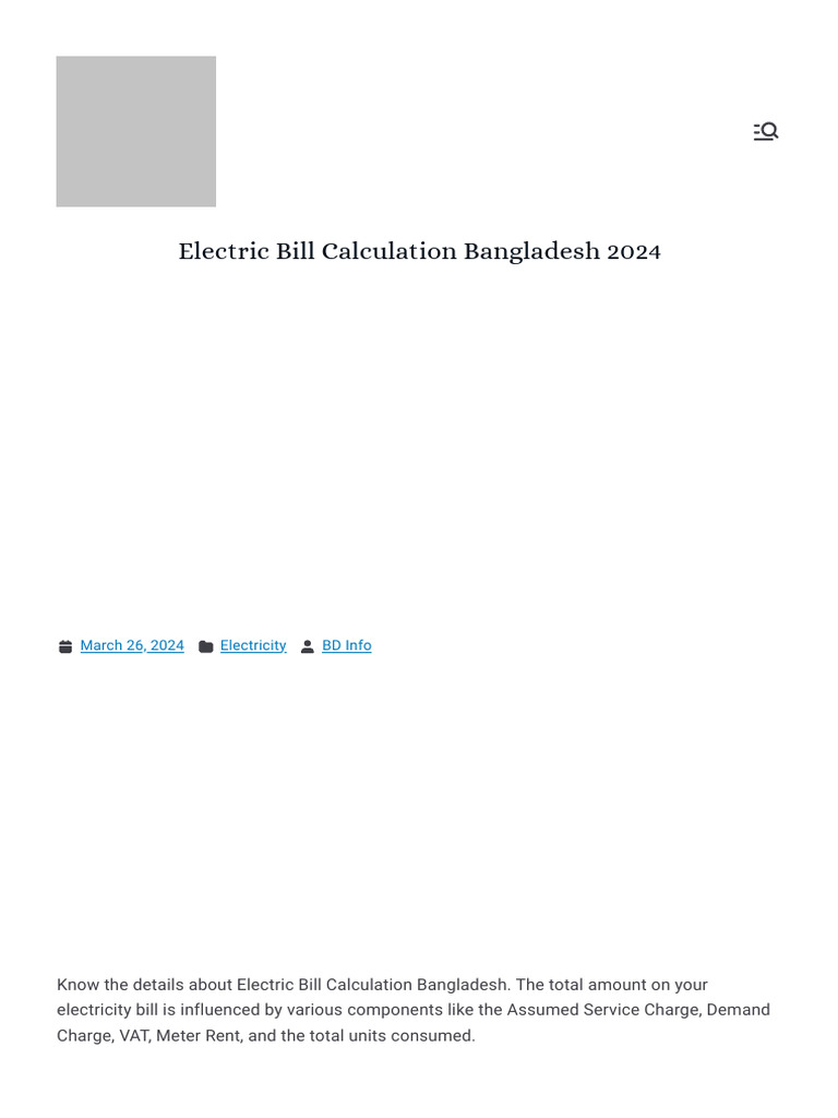 Electric Bill Calculation Bangladesh 2024 1 | PDF | Watt | Horsepower