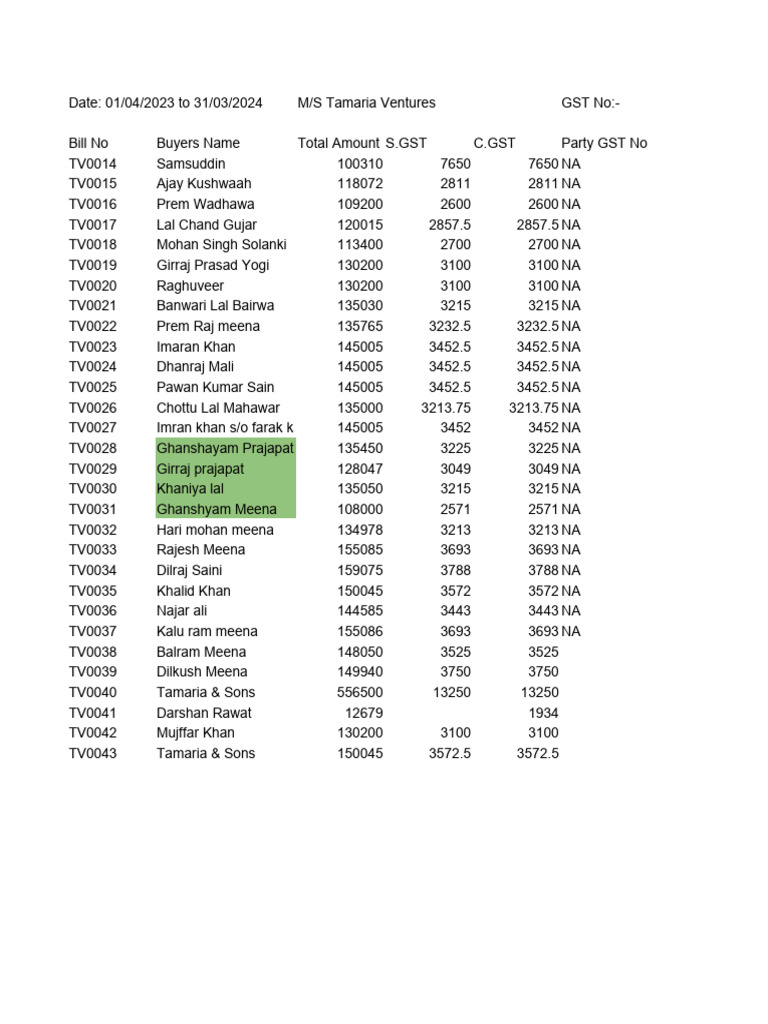 Bills GST Filing (1) | PDF