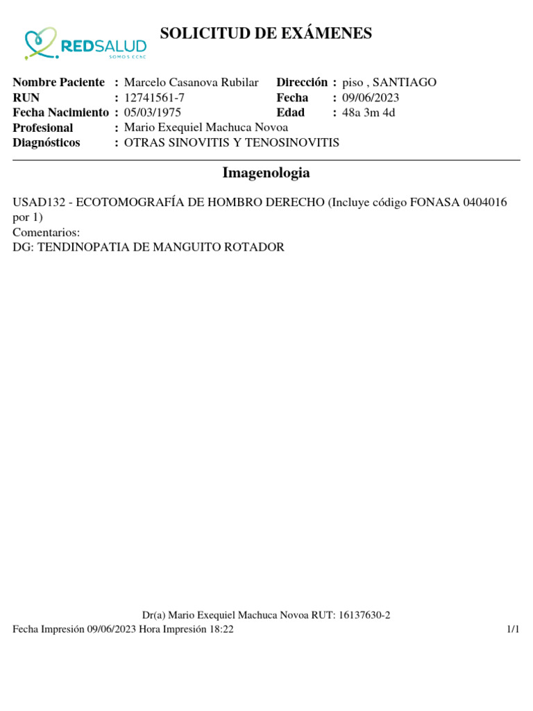 Examen Ecotomografía de Hombro Derecho 2023-06-09T18!22!34 04 - 00 | PDF