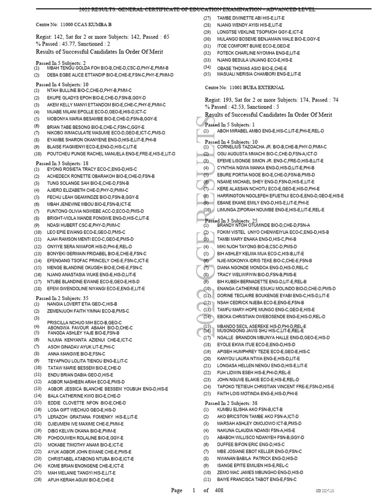 2022 GCE Advanced Level Results | PDF | Educational Assessment And Evaluation | United Kingdom