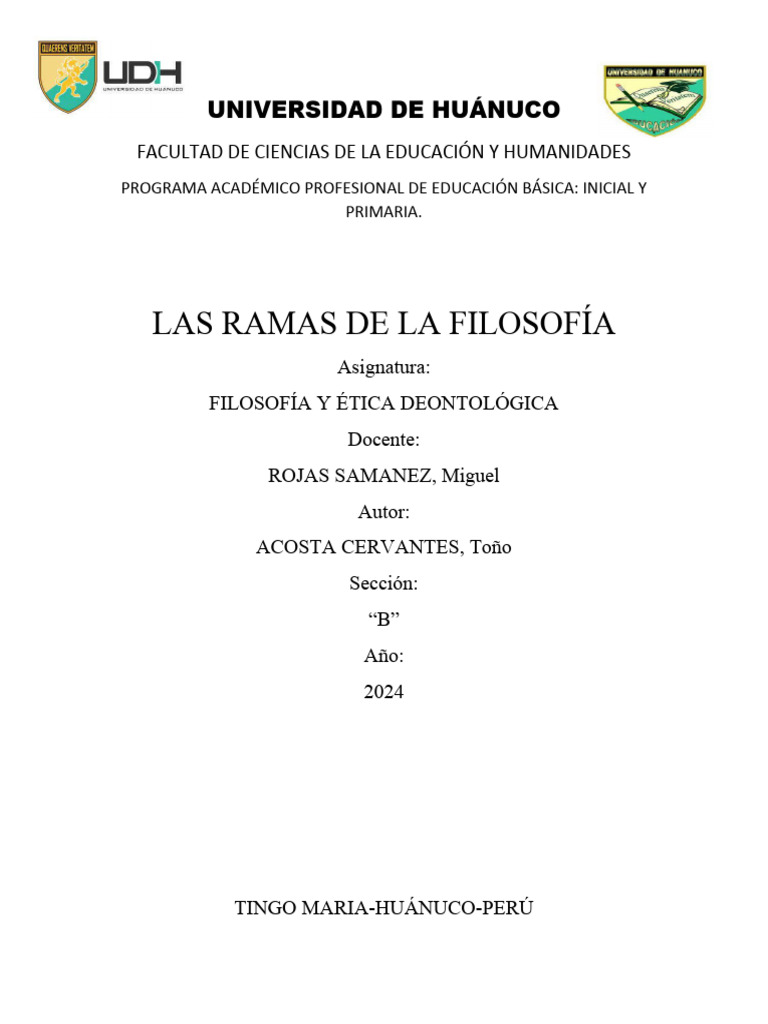 Ramas de La Filosofia (Resumen) | PDF | Conocimiento | Lógica