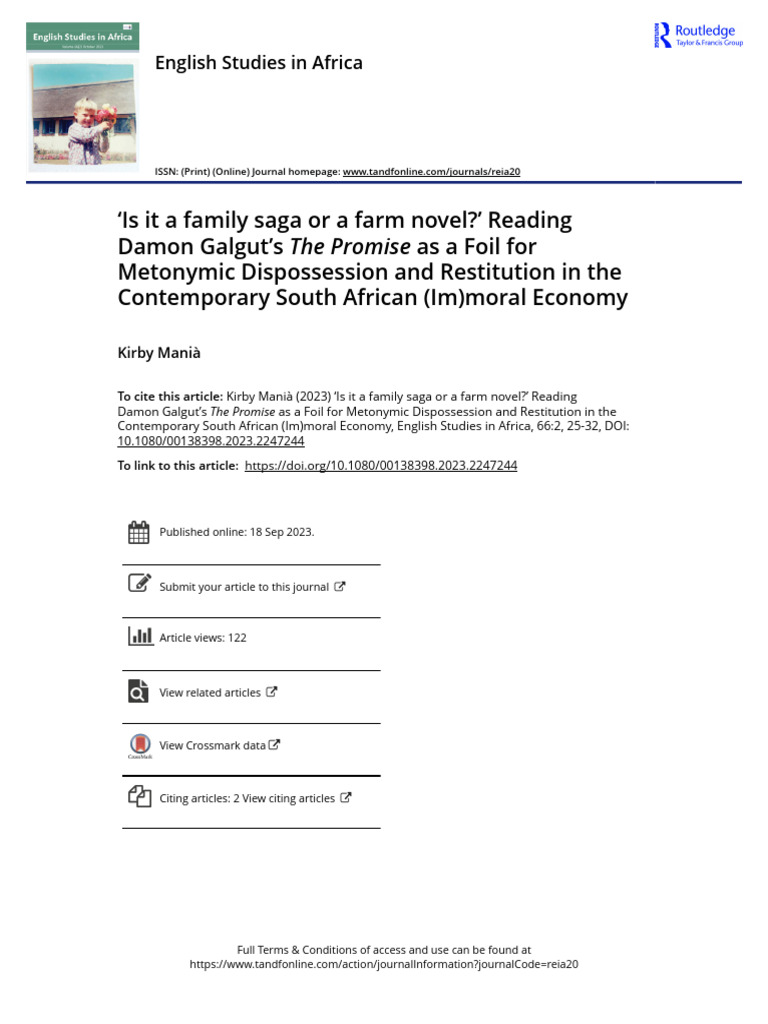 04 - Is It A Family Saga or A Farm Novel - Reading Damon Galgut - S The ...