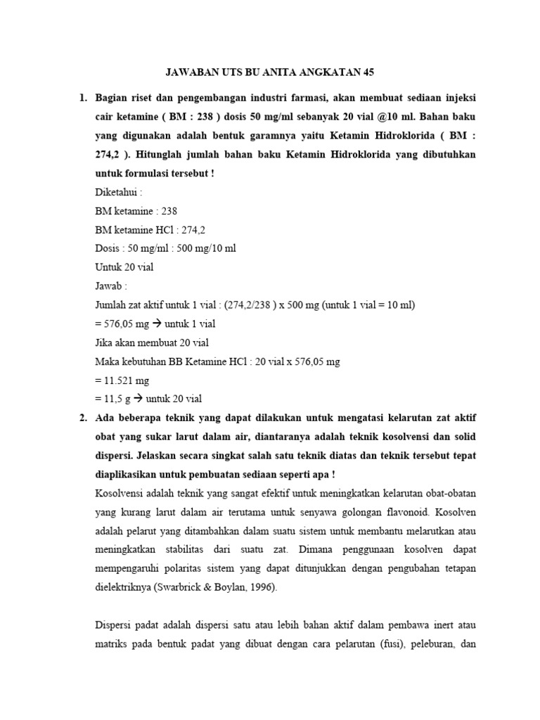 JAWABAN UTS BU ANITA ANGKATAN 45 Dan 44 | PDF