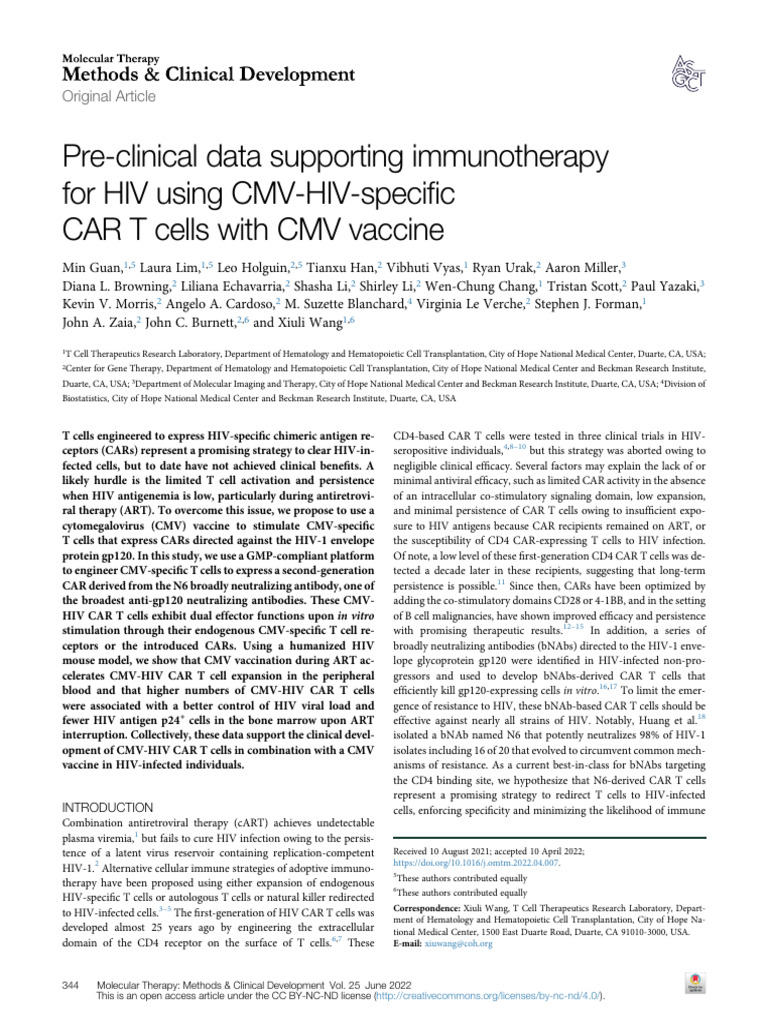 CarT Cells | PDF | T Cell | Hiv