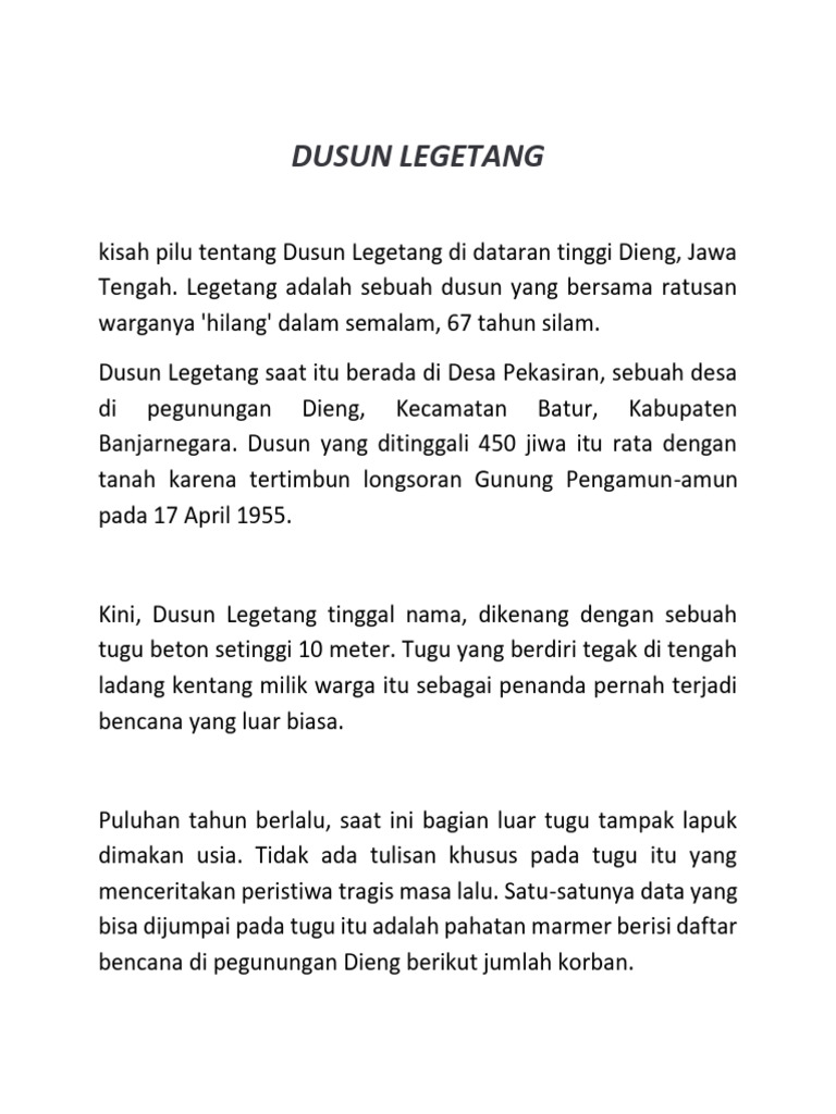 Tragedi Dusun Legetang di Dieng | PDF