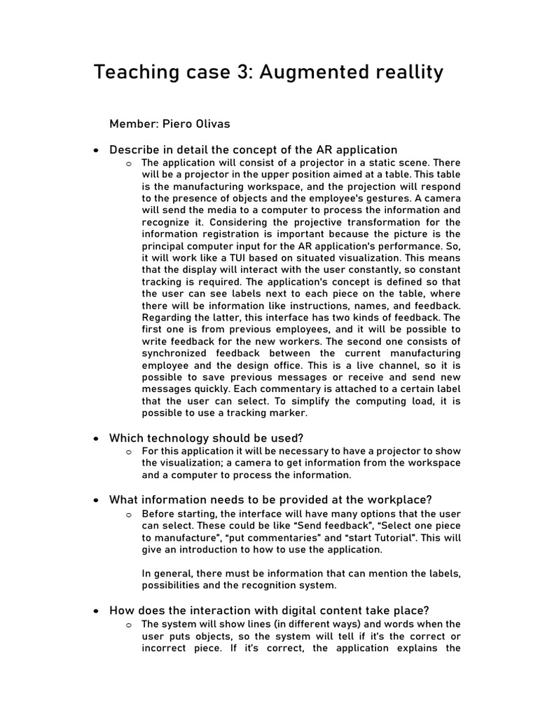 Teaching Case 3 - Piero Olivas | PDF | Augmented Reality | Information