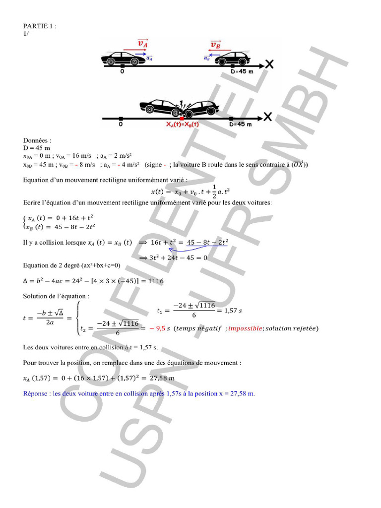 Physique Meca Correction TD Moodle | PDF