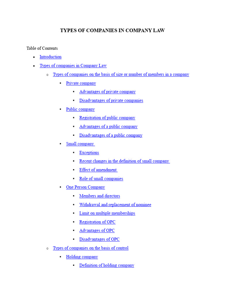 Types of Company | Download Free PDF | Holding Company | Subsidiary