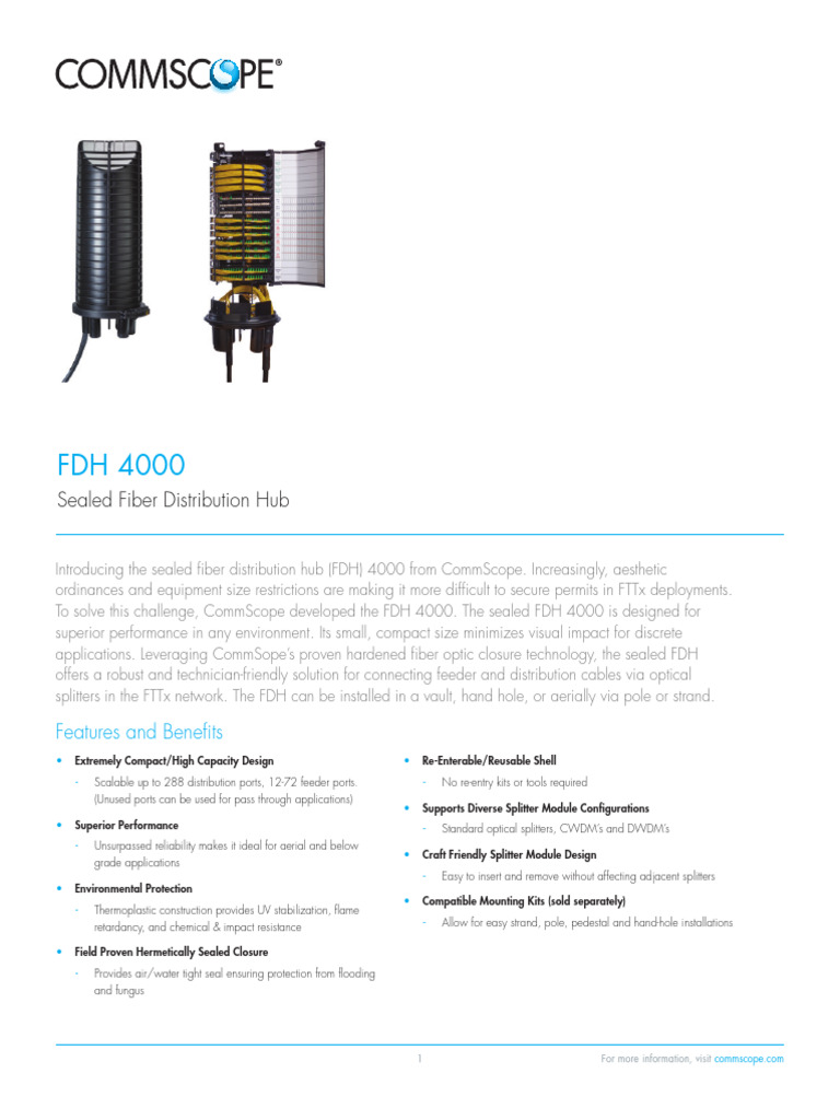 Distribuidor Óptico Subterraneo FDH-4000 Commscope | PDF | Optical ...