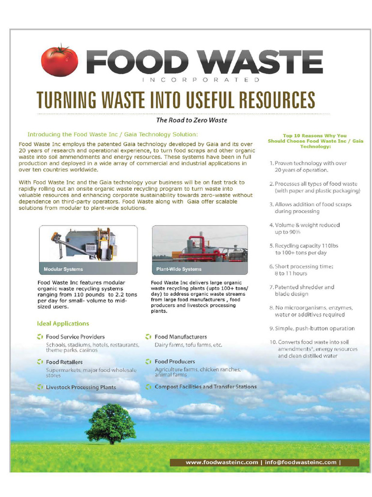 Foodwaste Inc Brochure | PDF