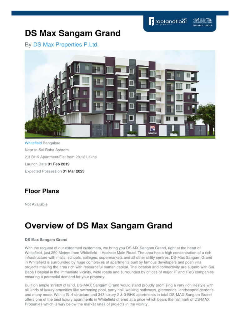 Ds Max Sangam Grand Automated - Brochure | PDF | Apartment