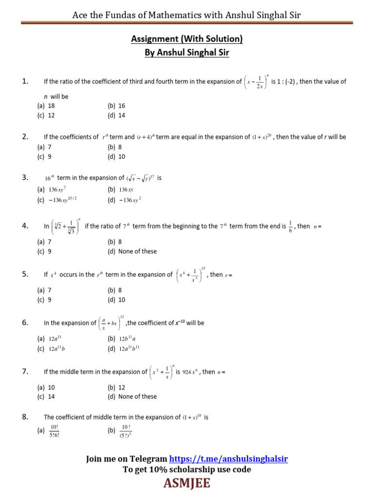 Excellence BT Assignment 1 | PDF | Mathematics | Algebra