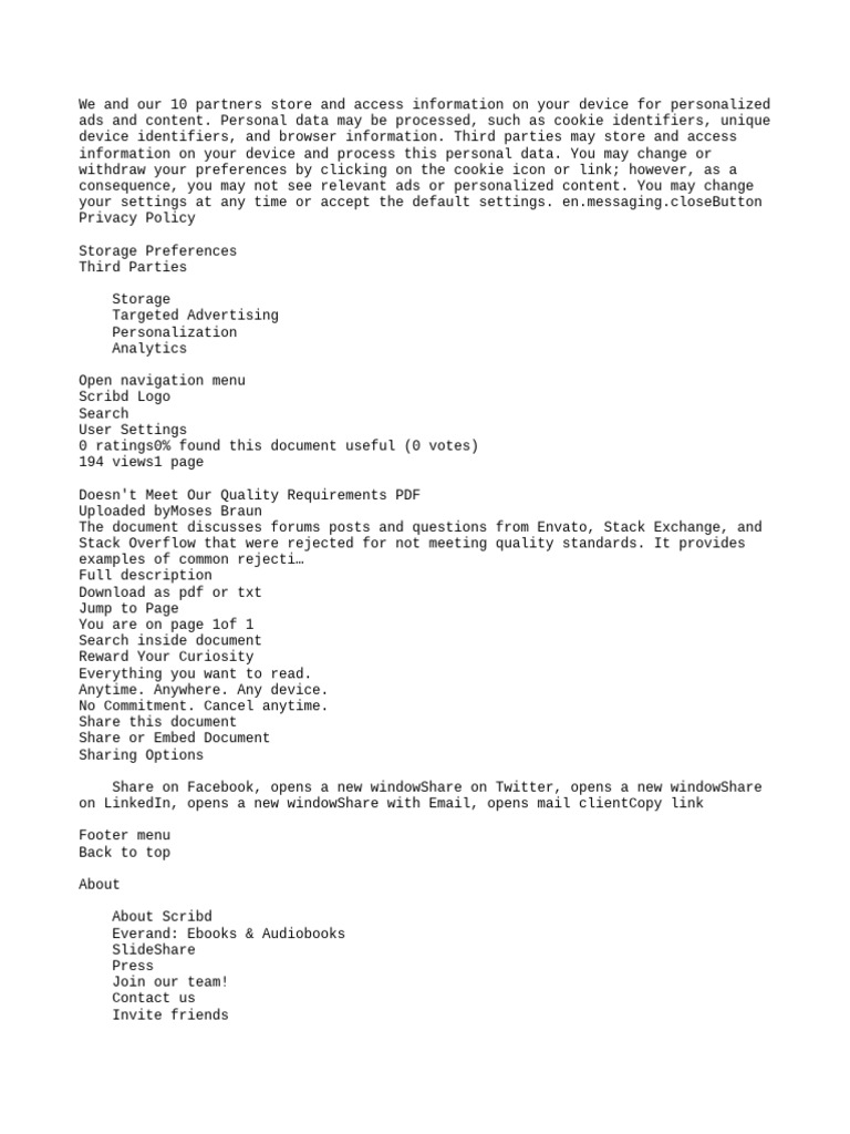 Scribd Quality Requirements | PDF