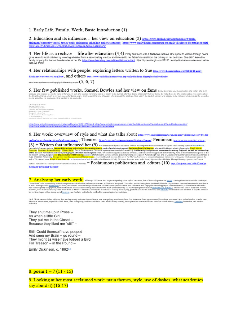 Emily Dickinson Report | PDF | Metre (Poetry) | Emily Dickinson