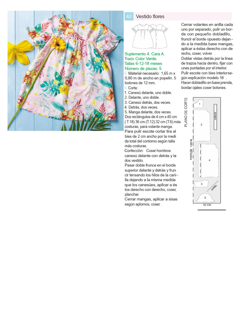 Vestido Ores : Suplemento 4. Cara A. Trazo Color Verde. Tallas 6-12-18 ...
