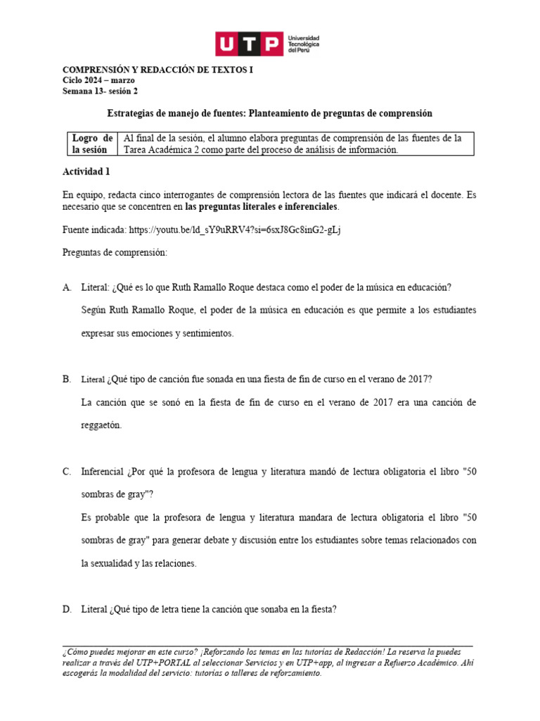 Preguntas de Comprensión Lectora | PDF | Comprensión lectora | Cognición