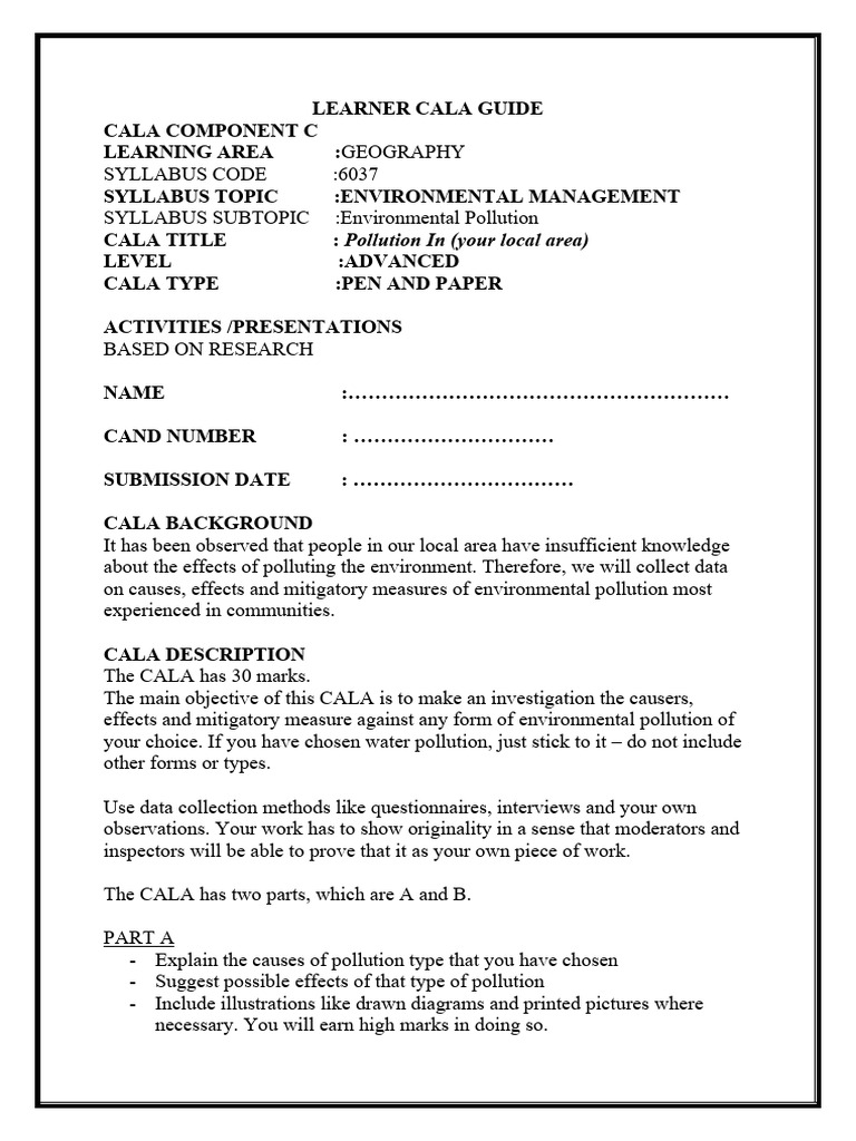 Cala Environmental MGNT Form 6 | PDF | Behavior Modification ...