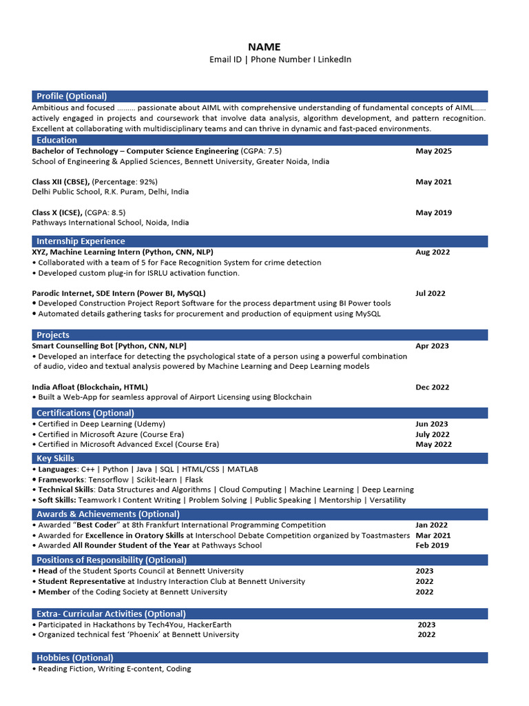 Resume Template 2024 (1) 2222 | PDF | Machine Learning | Software Engineering