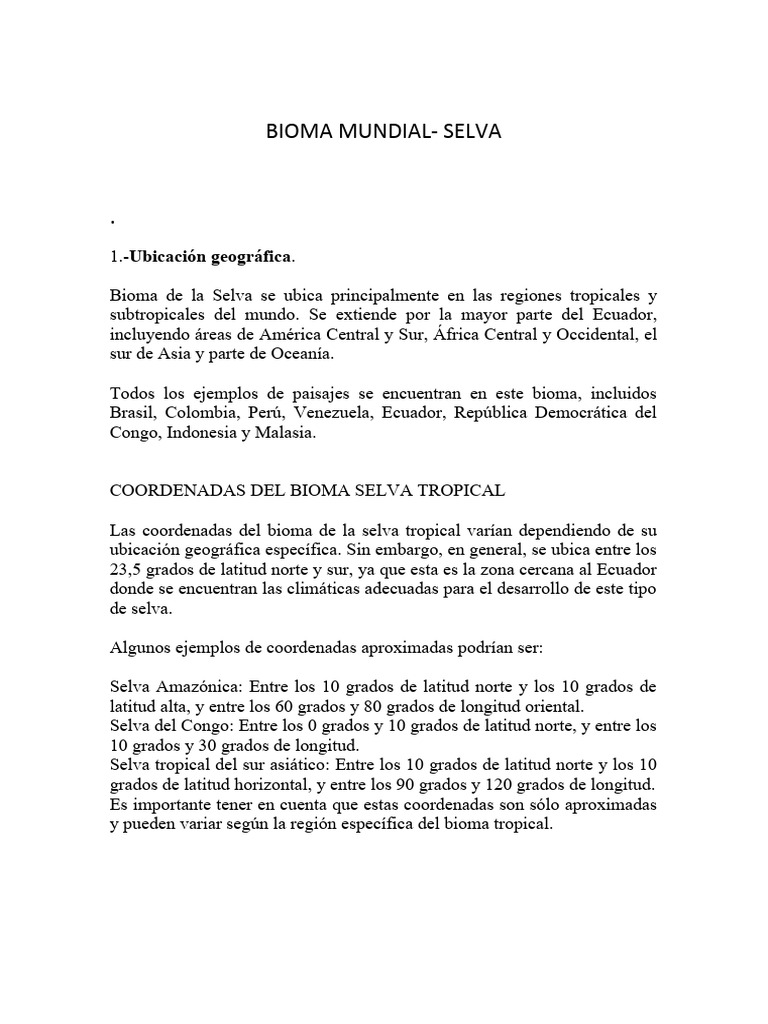 Bioma Mundial | PDF | Selva | Deforestación